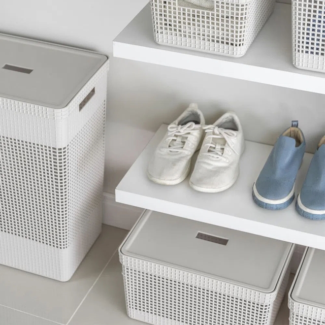 CESTO GRID COM TAMPA 20 LITROS 22,2 X 28 X 38 CM BRANCO OCEANO FECHADO CG 350 - Cesto Grid com ...