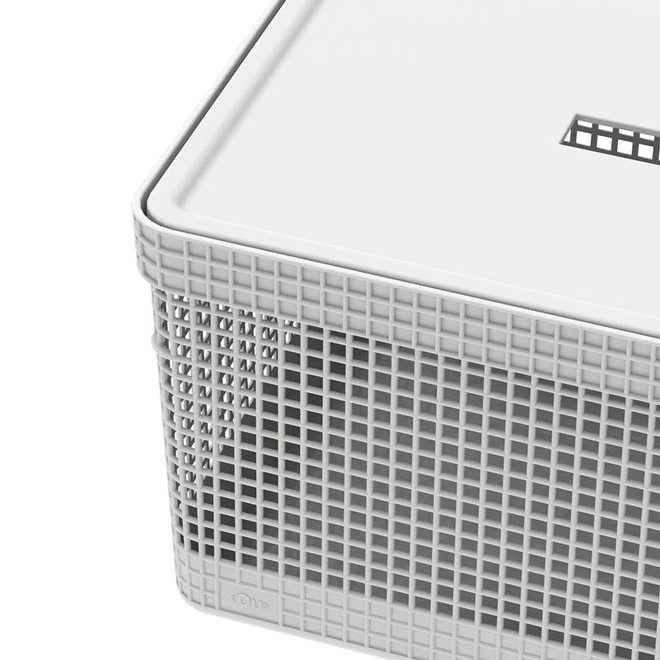 CESTO GRID COM TAMPA 20 LITROS 22,2 X 28 X 38 CM BRANCO OCEANO FECHADO CG 350 - Cesto Grid com ...