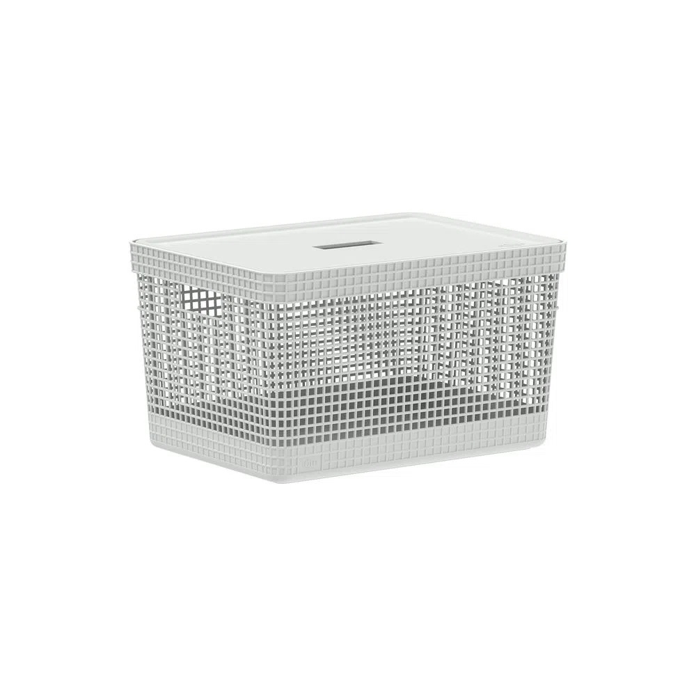 CESTO GRID COM TAMPA 20 LITROS 22,2 X 28 X 38 CM BRANCO OCEANO FECHADO CG 350 - Cesto Grid com ...